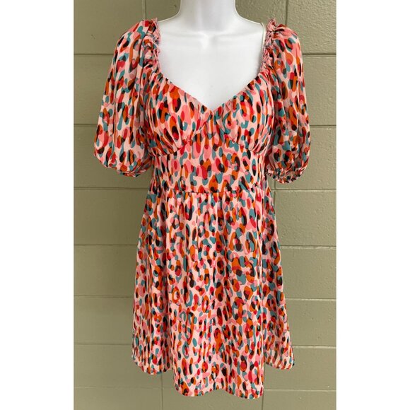Jessica Simpson | Dresses | Jessica Simpson Pink Print Puff Sleeve ...